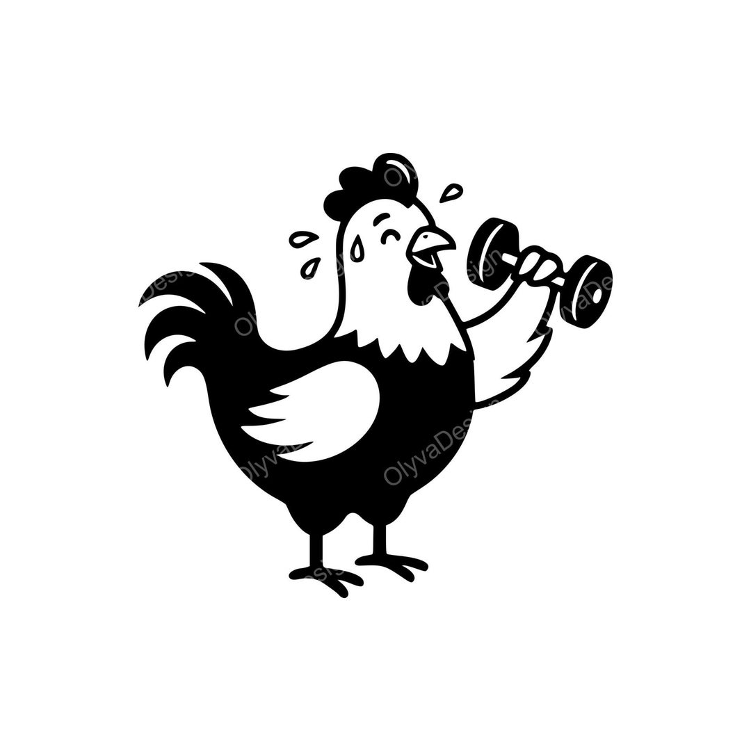 Funny Chicken Lifting Weights SVG PNG JPG | Fitness Humorous Design for ...