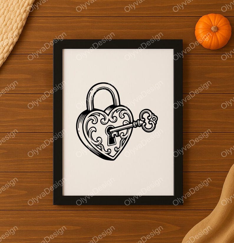 Heart Lock Key SVG PNG JPG | Romantic Design for Crafts - Etsy