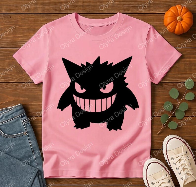 Gengar Pokémon Silhouette SVG PNG JPG | Cute Ghost Design for Stickers ...