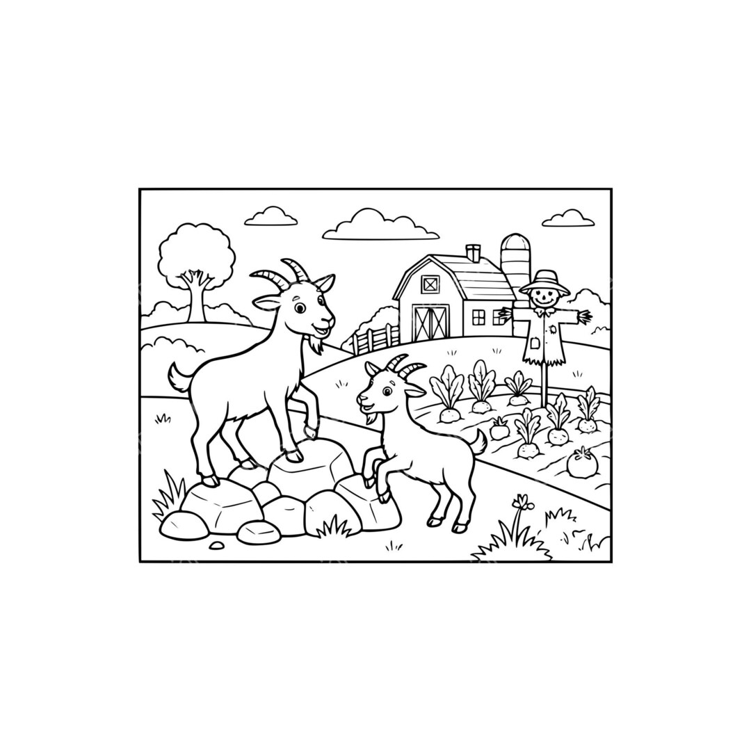 Farm Goat Coloring Page SVG PNG JPG | Fun Animal Design for Kids - Etsy
