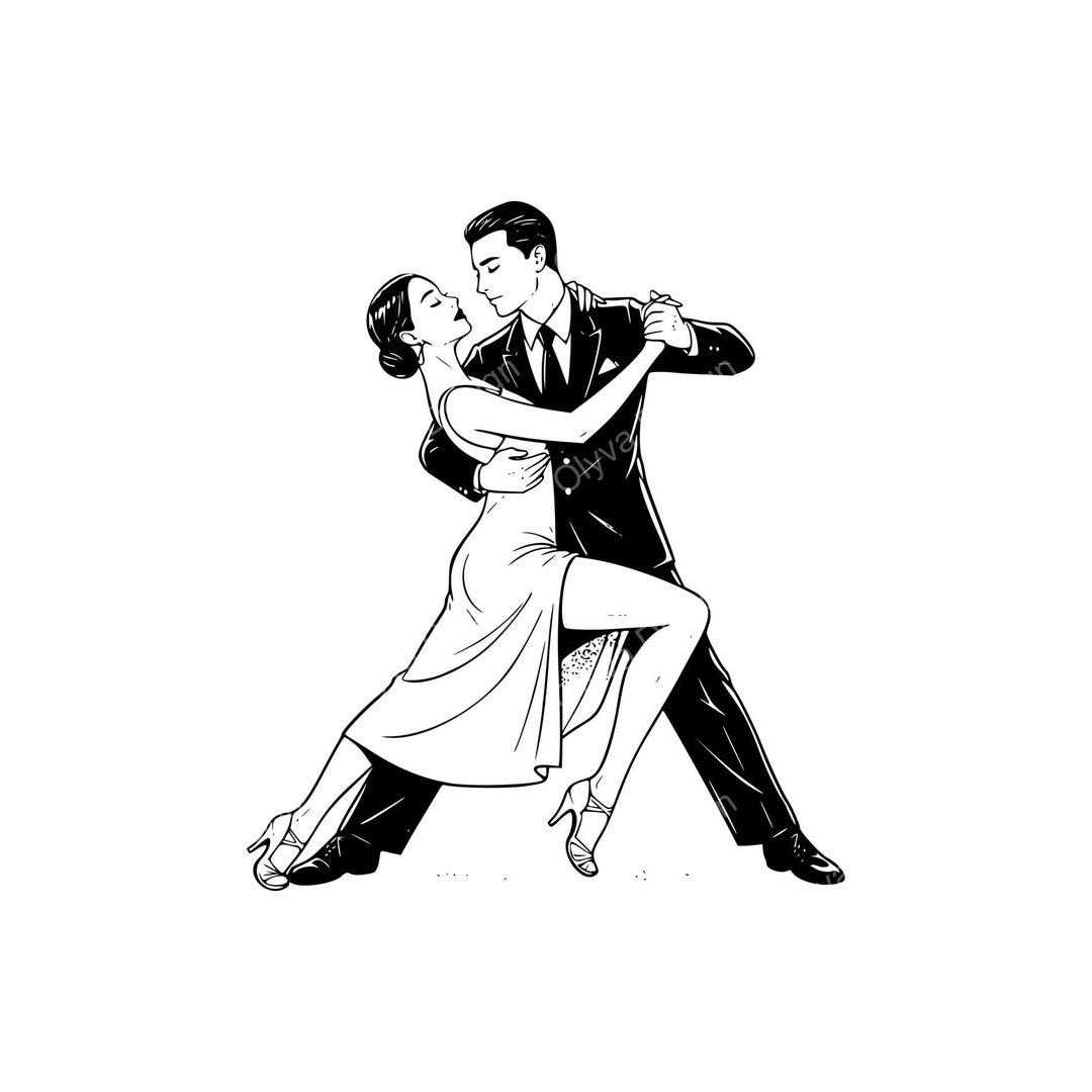 Tango Dancing Couple Silhouette – SVG PNG JPG Cut Files (digital ...
