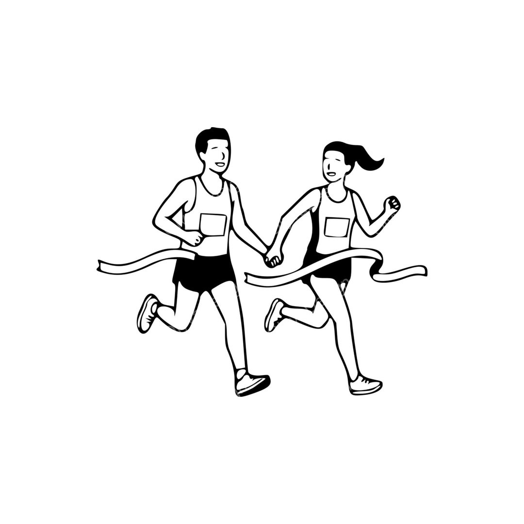 Couple Running Race SVG PNG JPG | Finish Line Design for Fitness Lovers ...