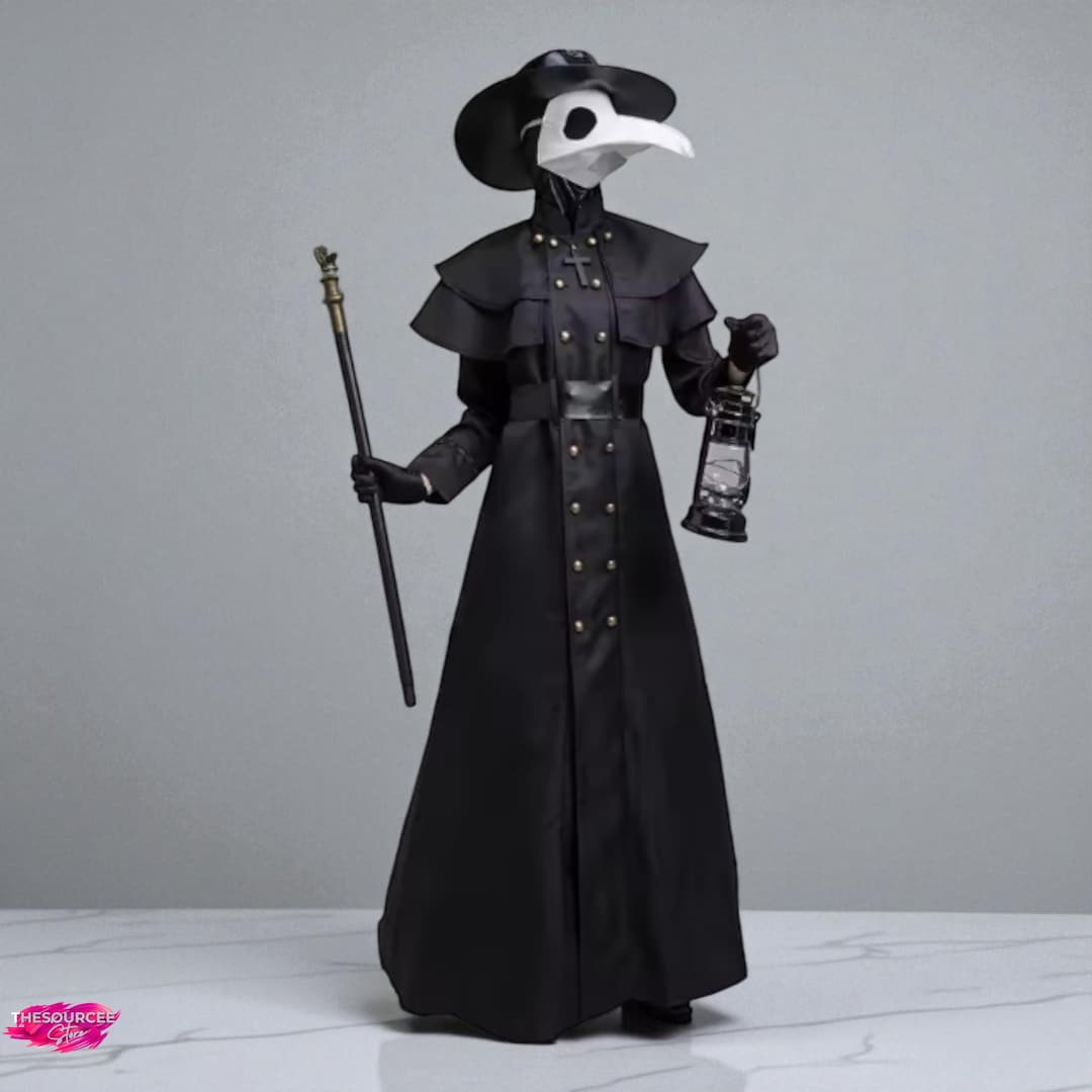 Men's Plague Doctor Costume | Medieval Halloween Hooded Robe, Mask ...