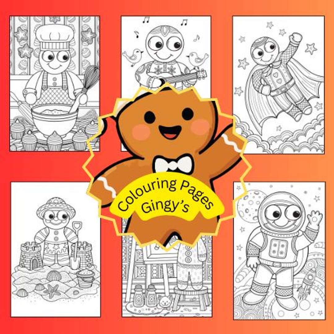 Gingy's Adventures Colouring Pages - Etsy