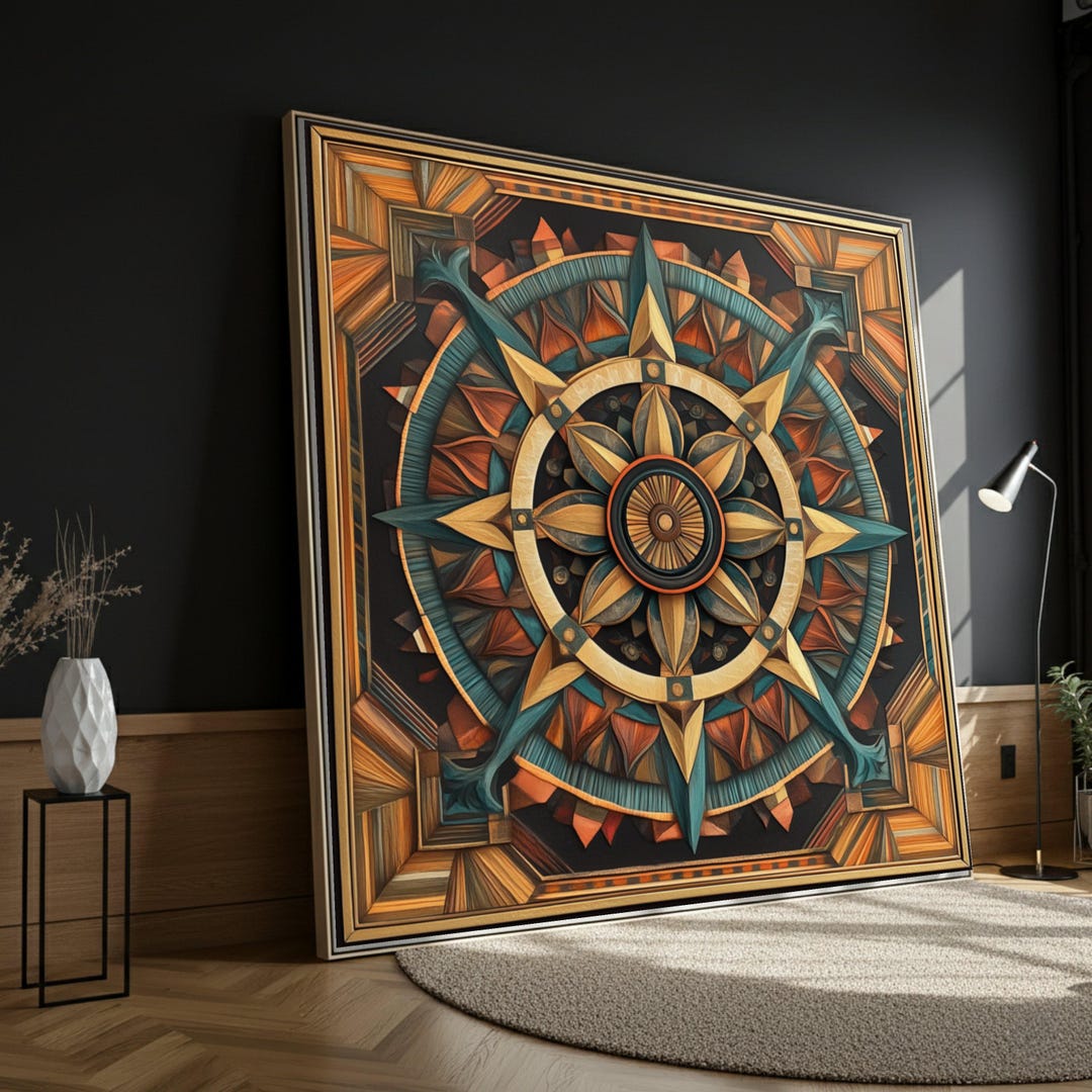 Rustic Wooden Compass Rose Canvas Wall Art, Nautical Decor, Vintage ...