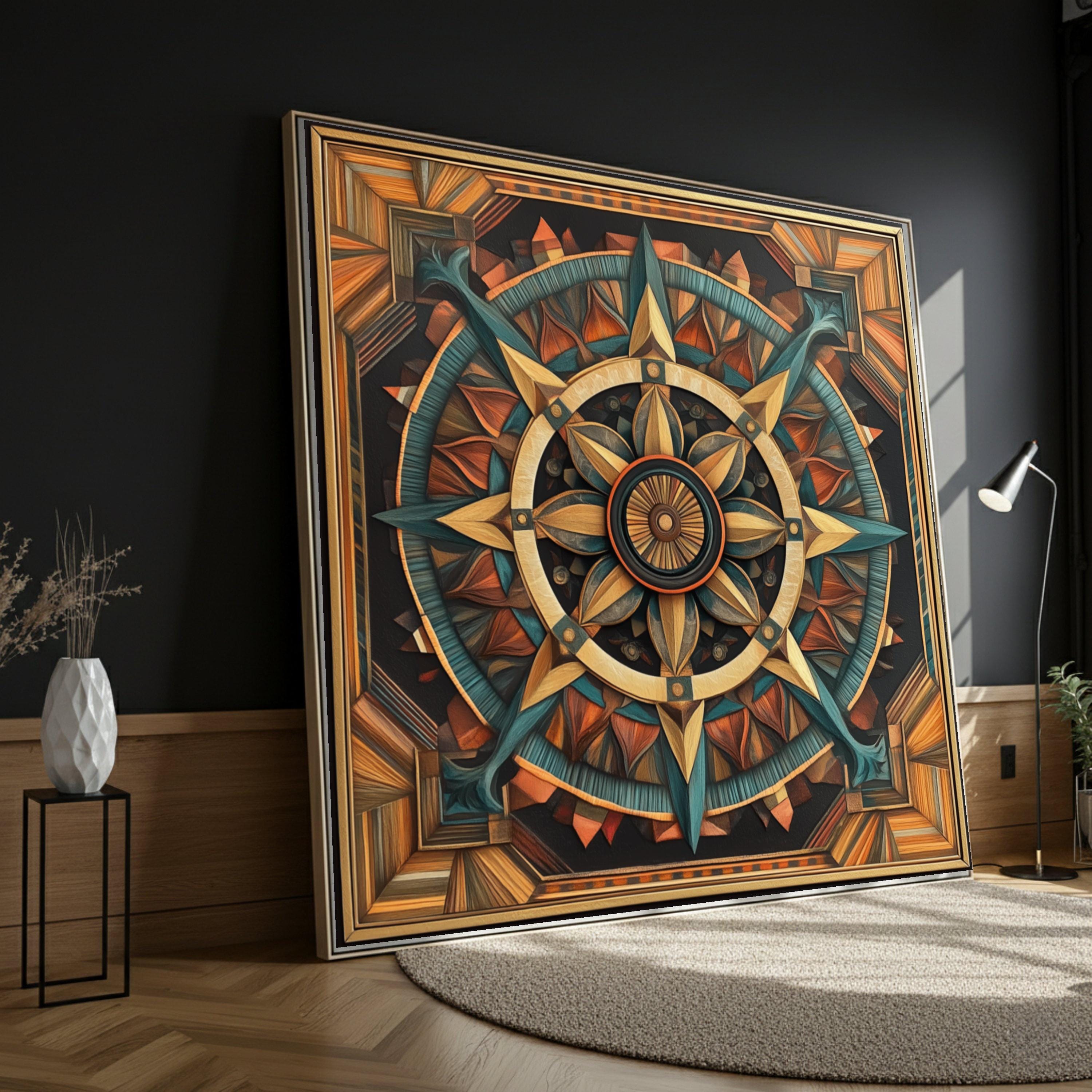 Rustic Wooden Compass Rose Canvas Wall Art, Nautical Decor, Vintage ...