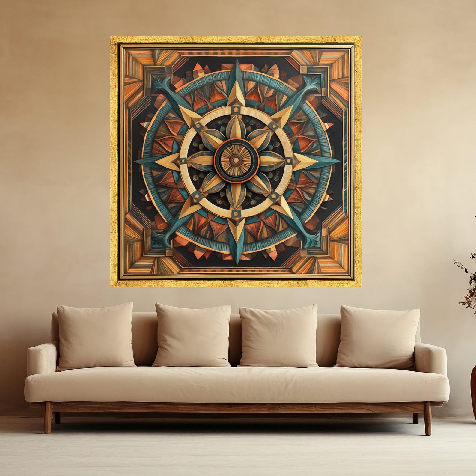 Rustic Wooden Compass Rose Canvas Wall Art, Nautical Decor, Vintage ...