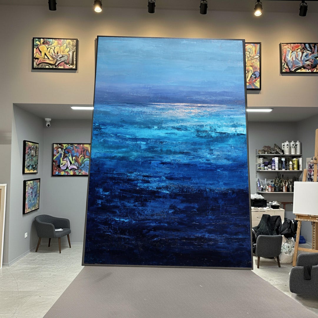 Abstract Blue Ocean Waves Canvas, Mark Rothko Wall Art, Modern Abstract ...