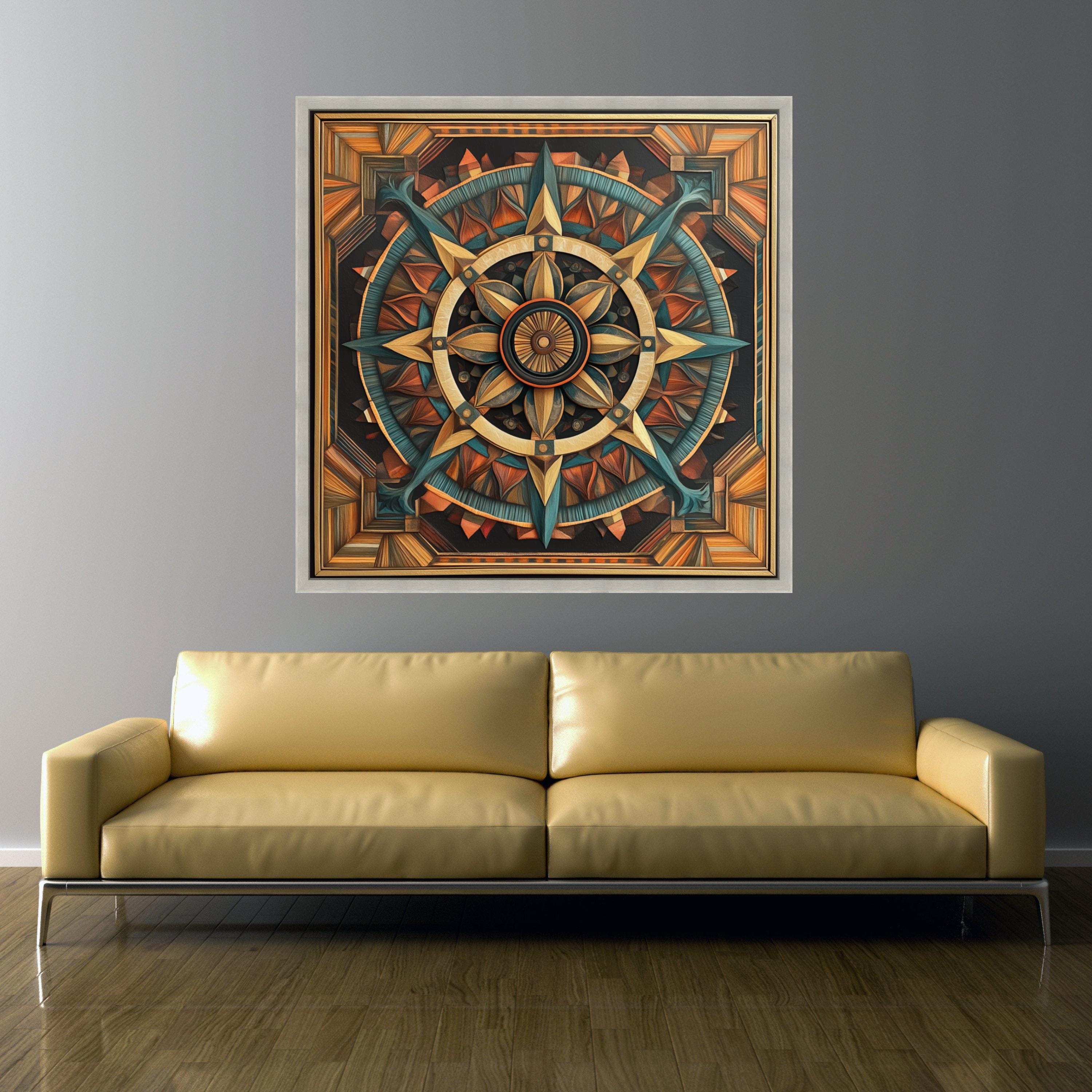Rustic Wooden Compass Rose Canvas Wall Art, Nautical Decor, Vintage ...