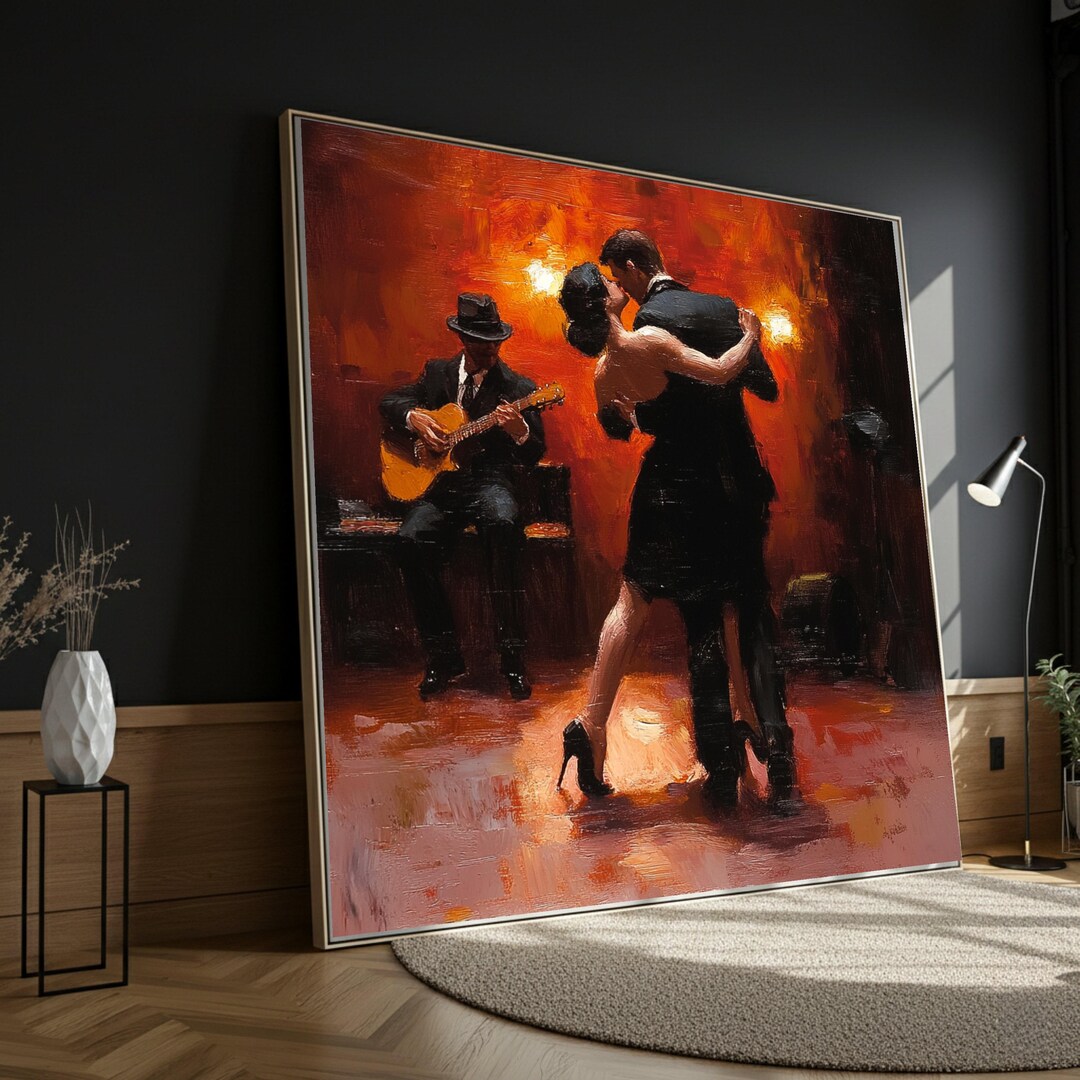 Passionate Tango Dance, Romantic Couple Canvas Art, Live Guitar Music ...