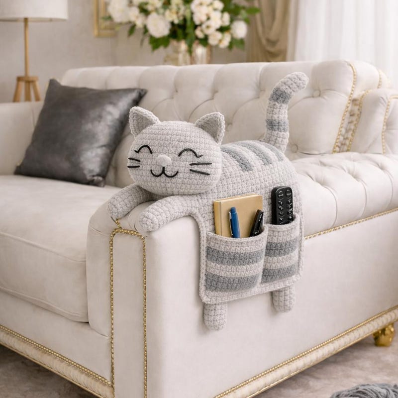 Cat Crochet Sofa Arm - Etsy UK
