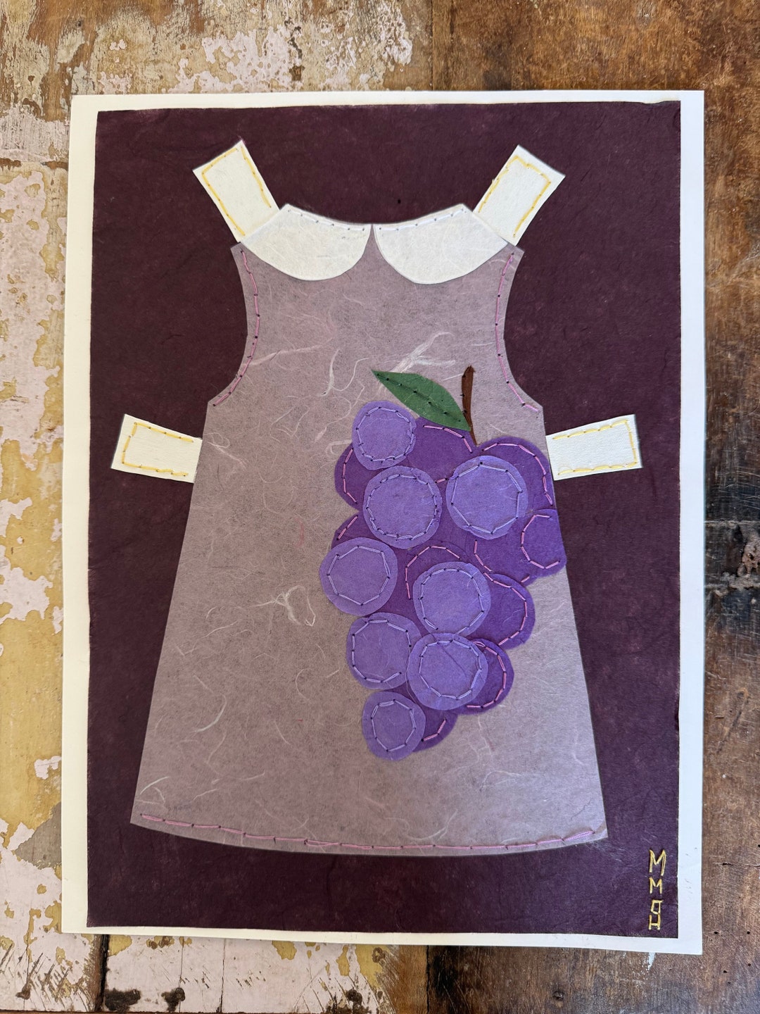 Grapes Paper Doll Cut Paper Collage - Etsy