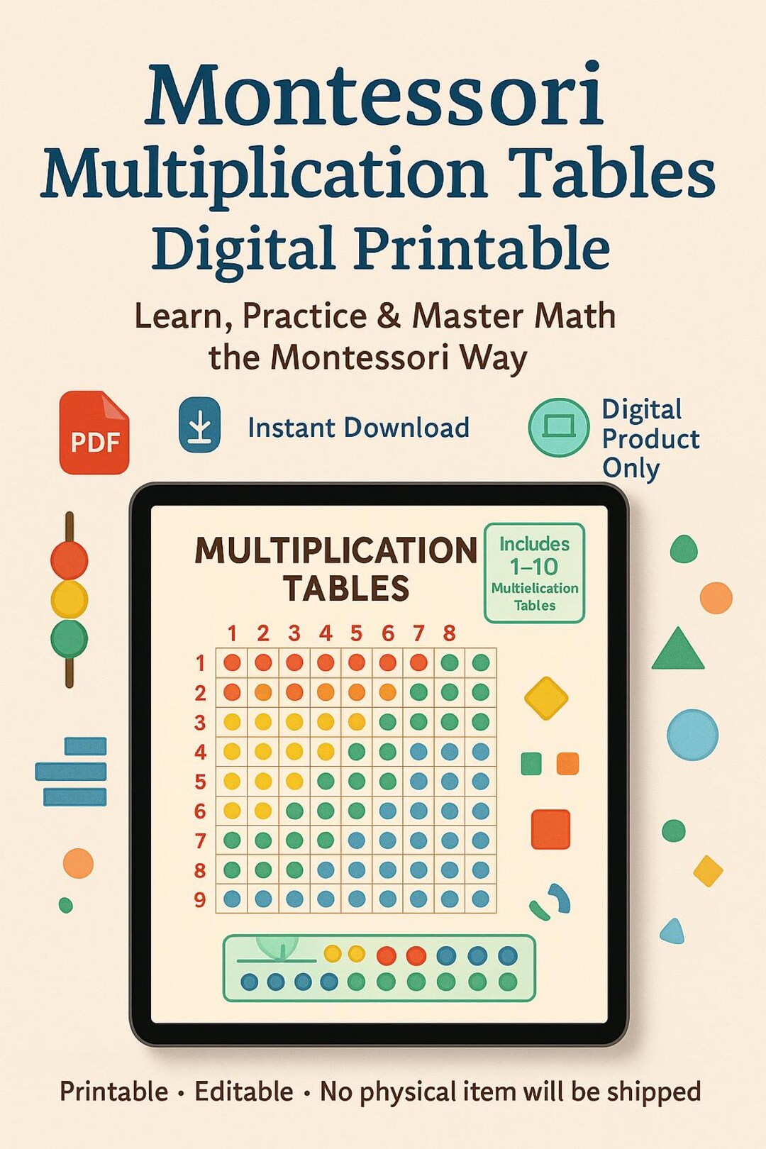 Montessori Multiplication Table Printable | Learn Math With Logic ...