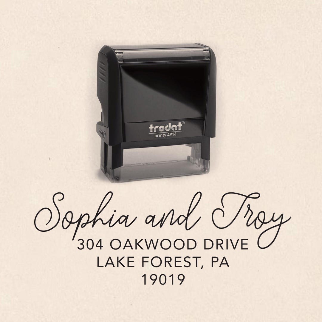 Custom Self-inking Script Address Stamp for Wedding Invitations or Mail ...