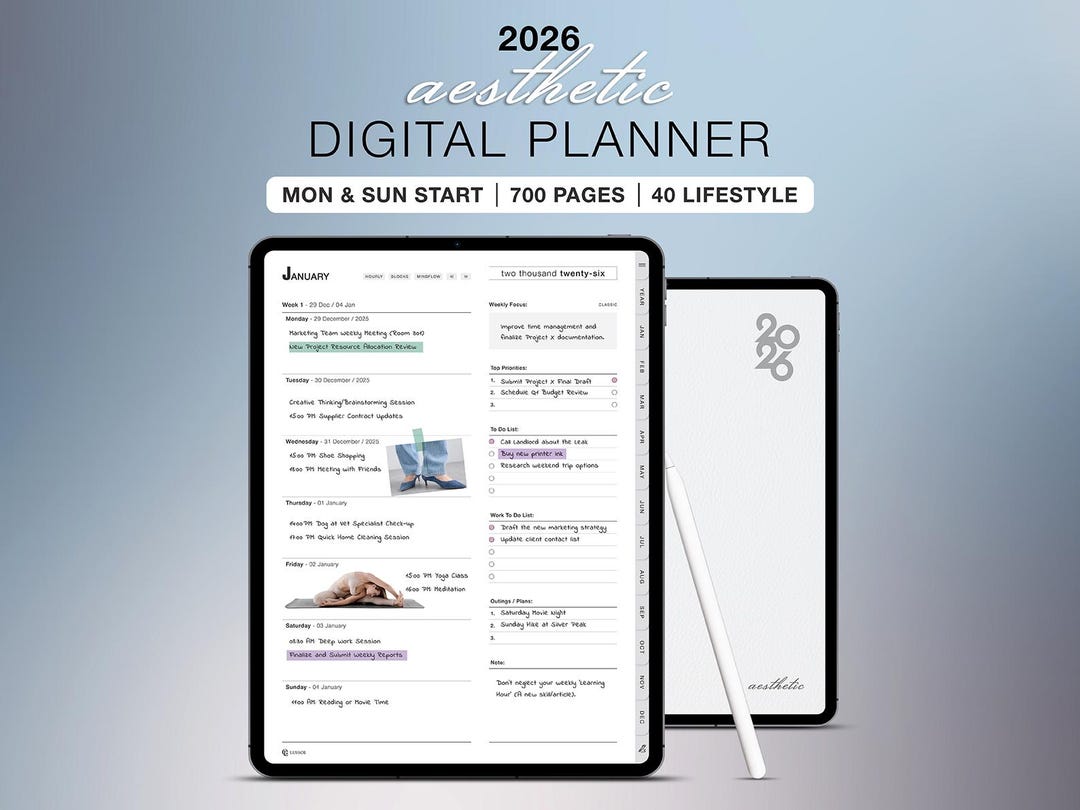 2026 Yearly Digital Planner Minimalist Modern Design | Goodnotes ...