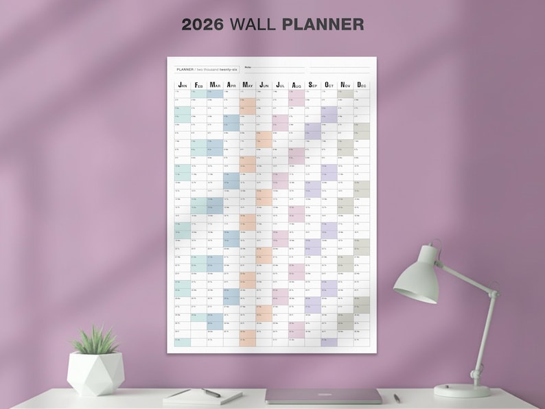 2026 Yearly Wall Planner | Annual Overview Calendar | Minimalist Layout ...