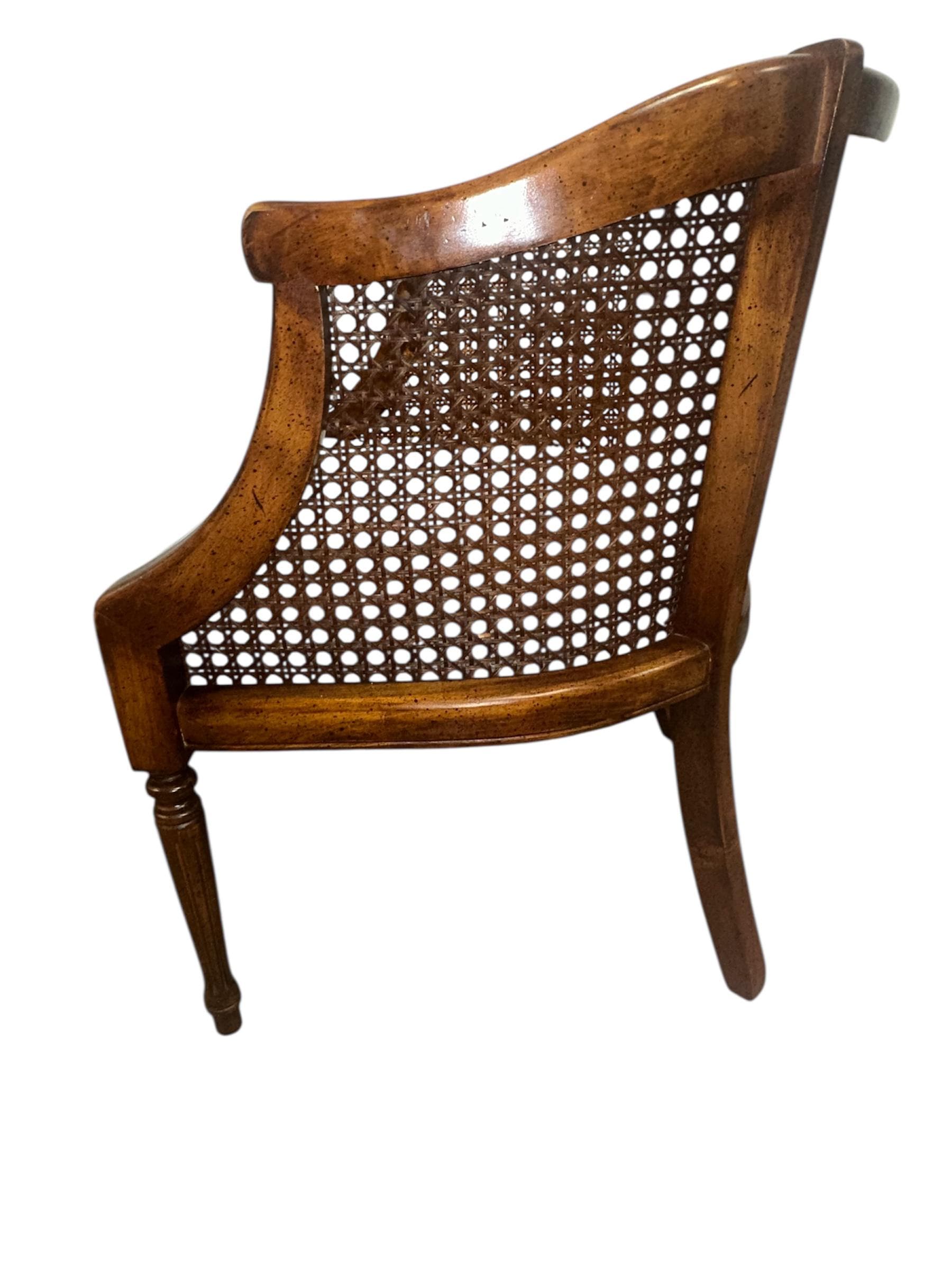 Early 20th Century Caned Barrel Back Chair With Powder Blue Velvet ...