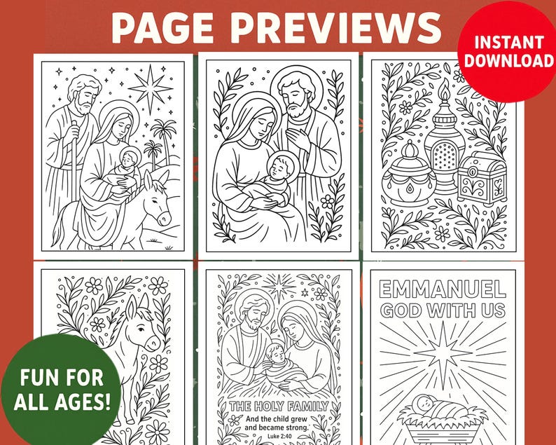 Christian Advent Coloring Book, Christmas Nativity Story (PDF Download ...