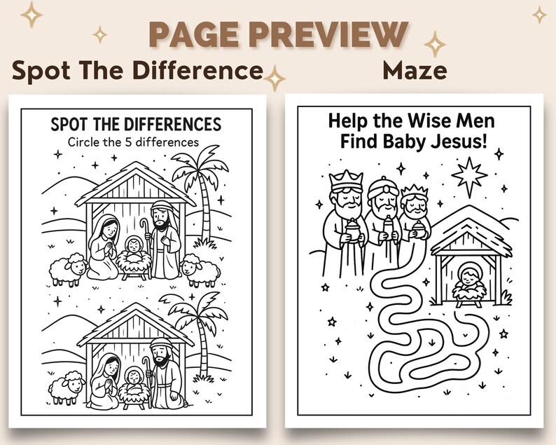 Nativity Activity Pack | Christian Christmas Printable Worksheets (PDF ...