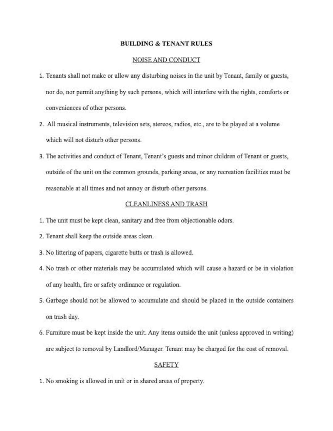 Building and Tenant Rules Template – Keep Your Property Organized and ...