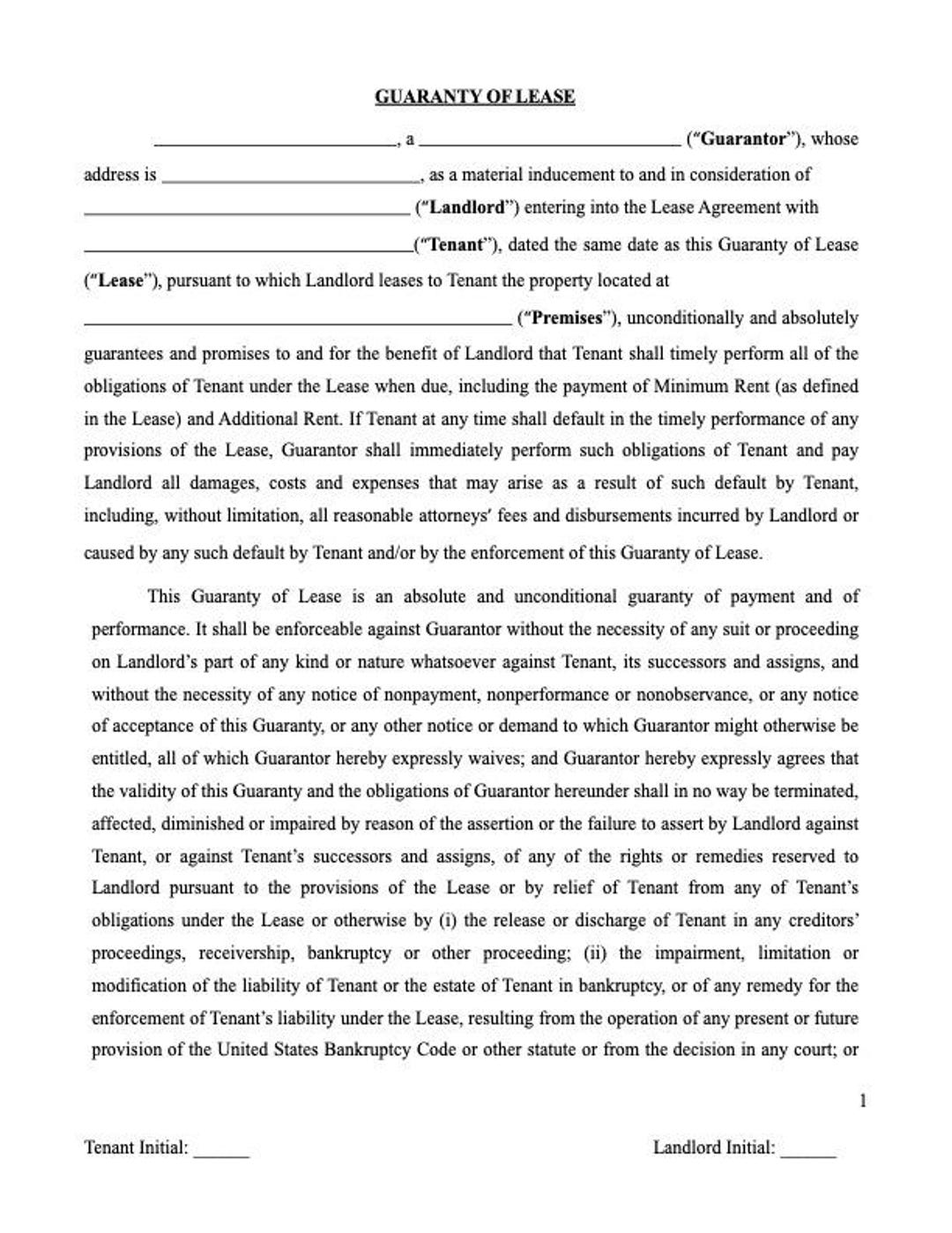 Guaranty of Lease Agreement (digital Download) - Etsy