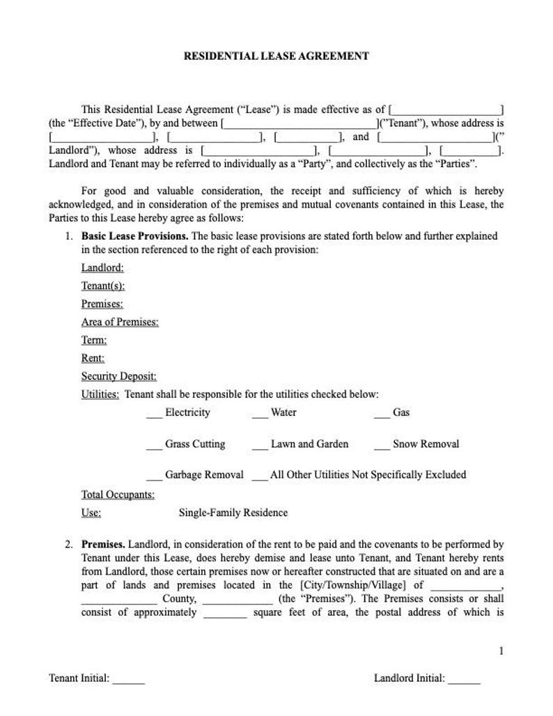 Residential Lease Agreement | Landlord-favored, Lawyer-drafted, PDF ...