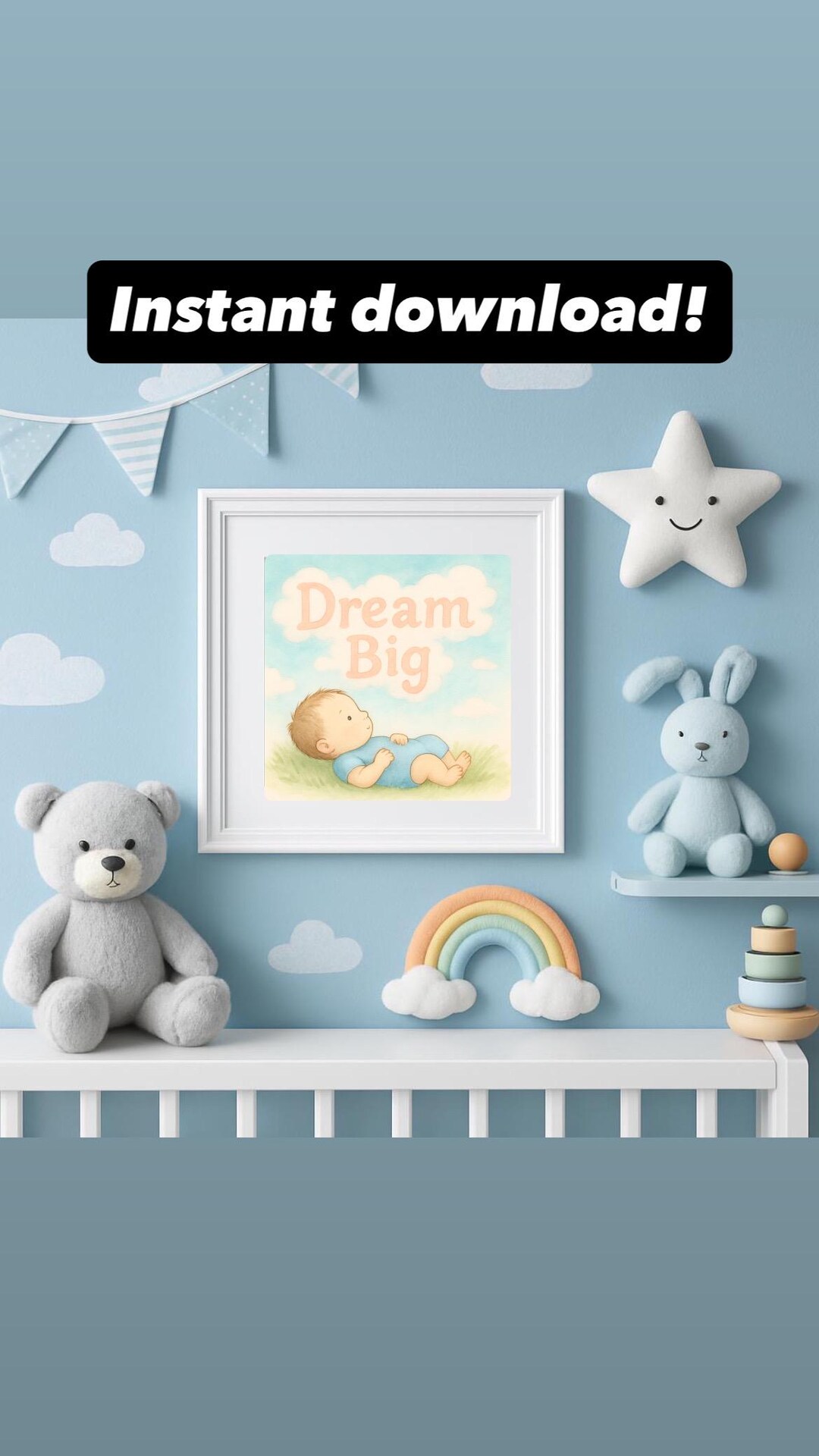 Dream Big: Adorable Baby Boy Art Print for Inspiring Futures, Baby Room ...