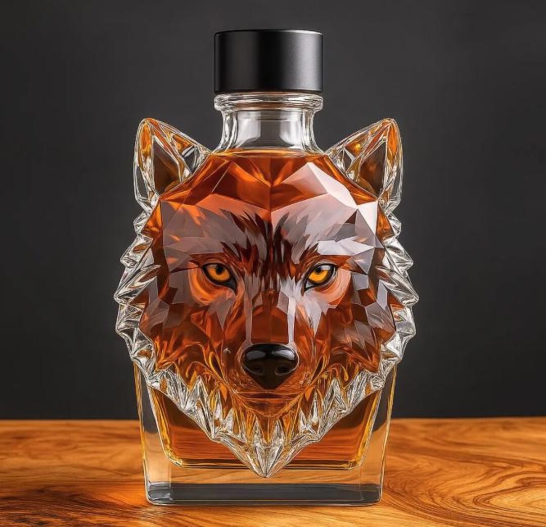 Carafe à whisky Wolf Head - Bouteille d'alcool en cristal en forme d ...
