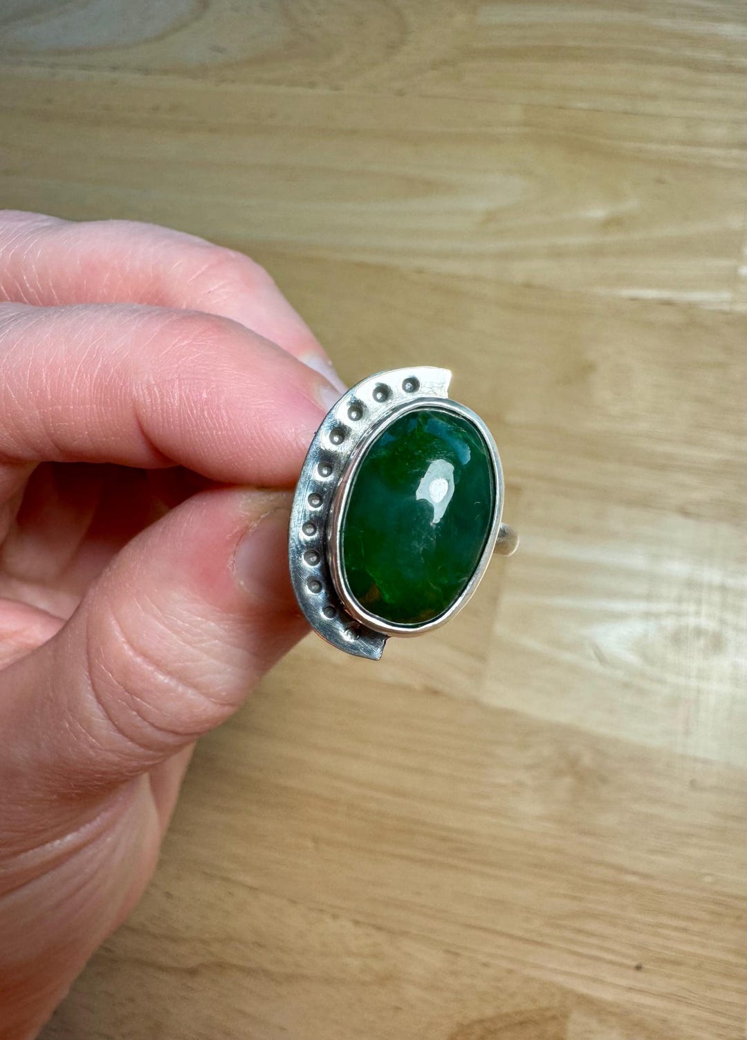 Sterling Silver Nephrite Jade Ring - Size 5 3/4 - Etsy
