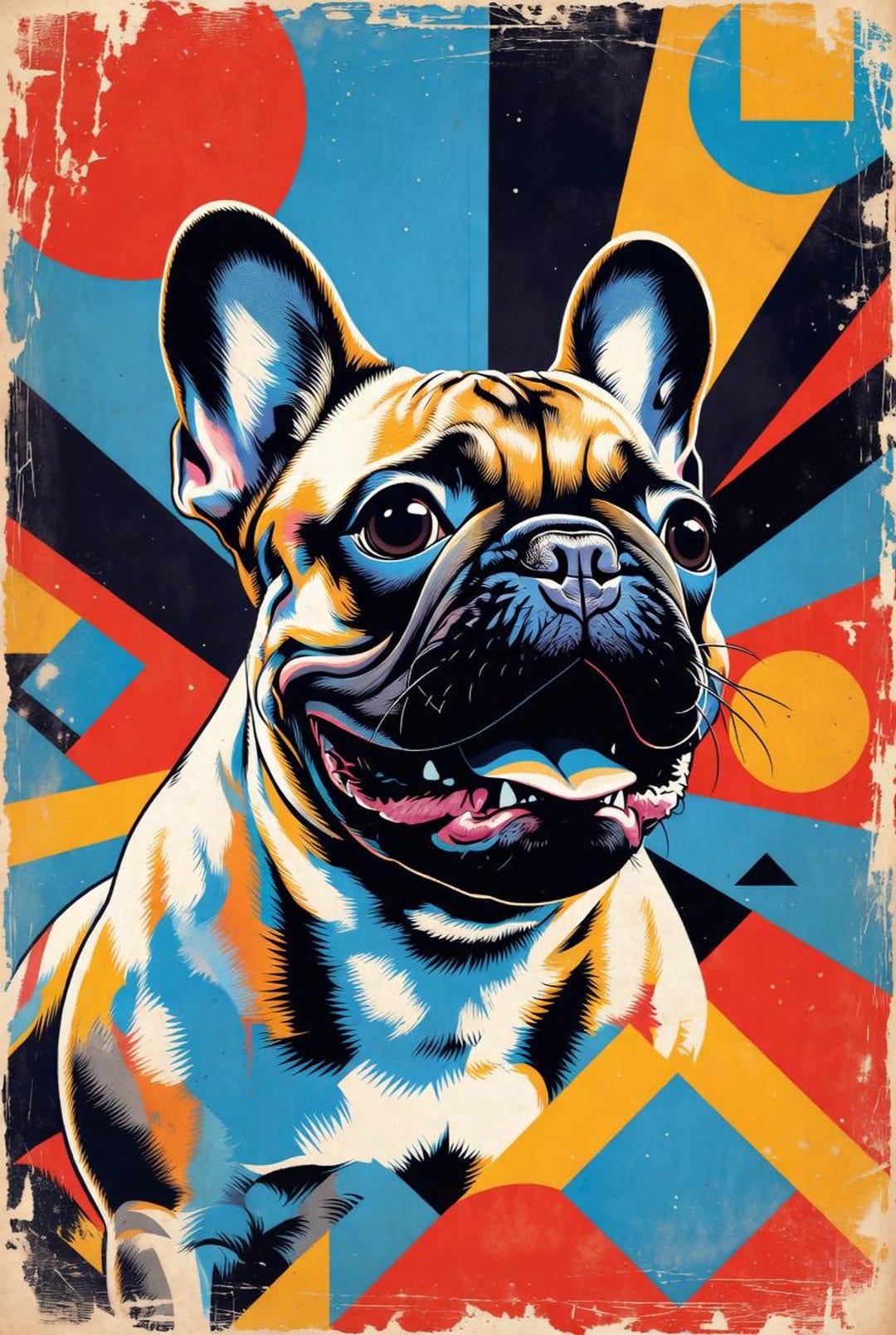 Retro 70s Frenchie Poster - Vintage French Bulldog Pop Art Download ...