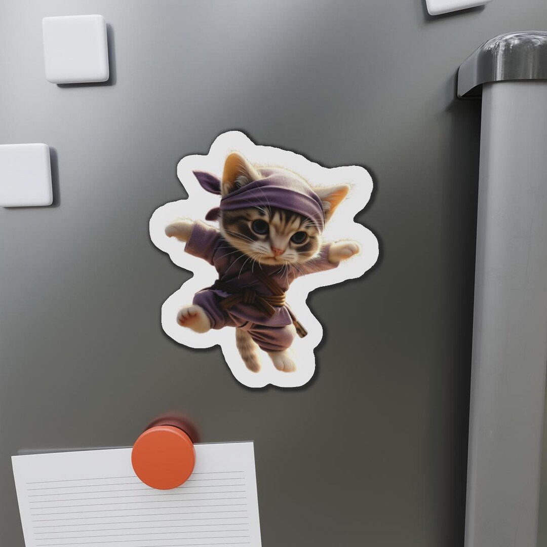 Ninja Kitten Die-cut Magnet | Cute Cat Refrigerator Magnet - Etsy