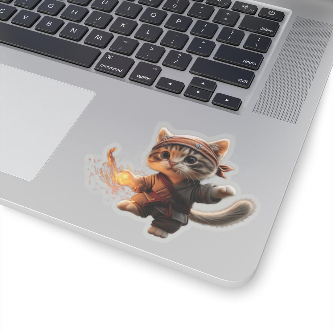 Cute Ninja Cat Fire Jutsu Sticker | Kawaii Kitten Anime Decal | Laptop ...