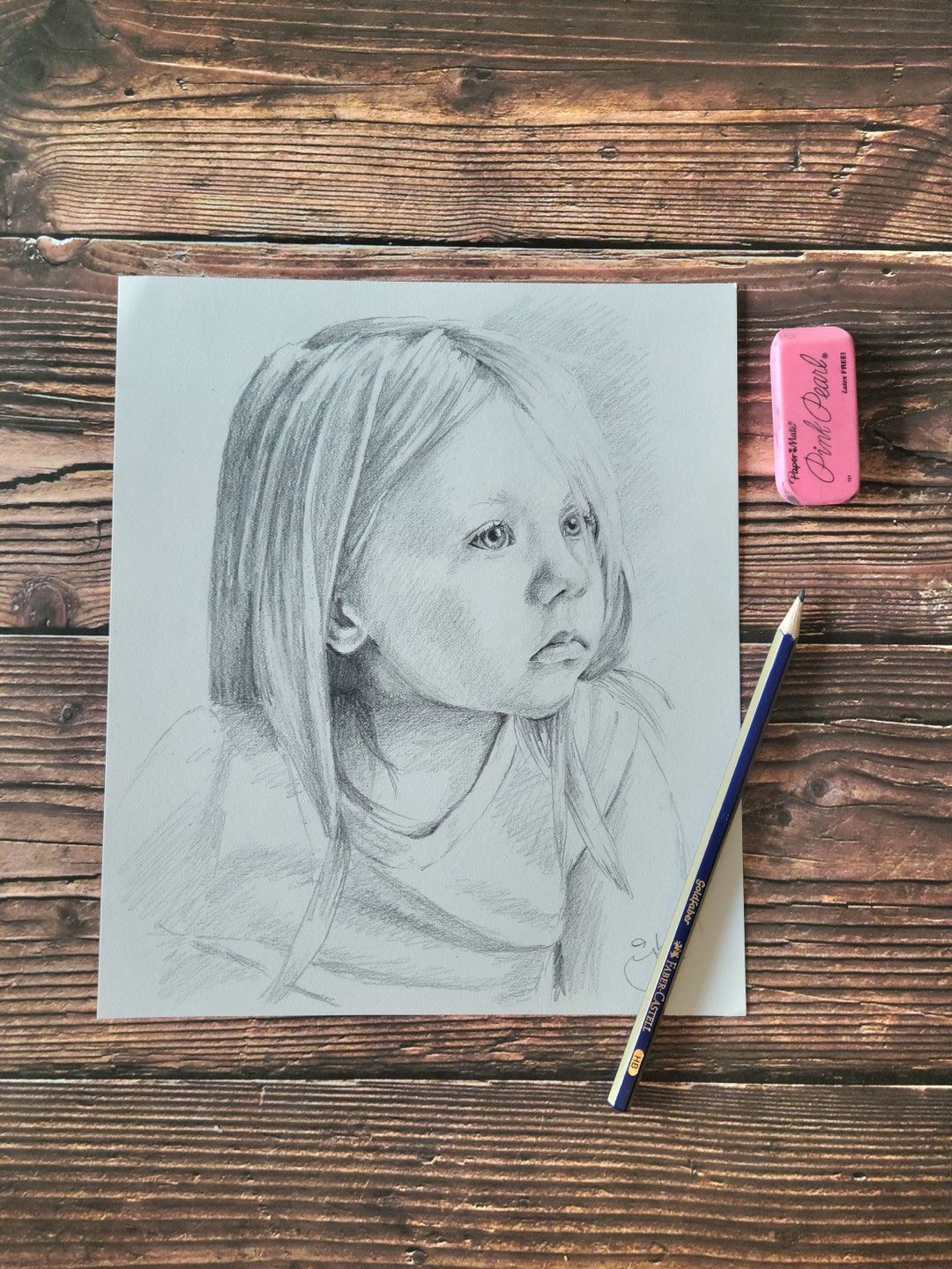 8x10 Graphite Portrait | Hand Drawn | Mat Optional | Mother's Day ...