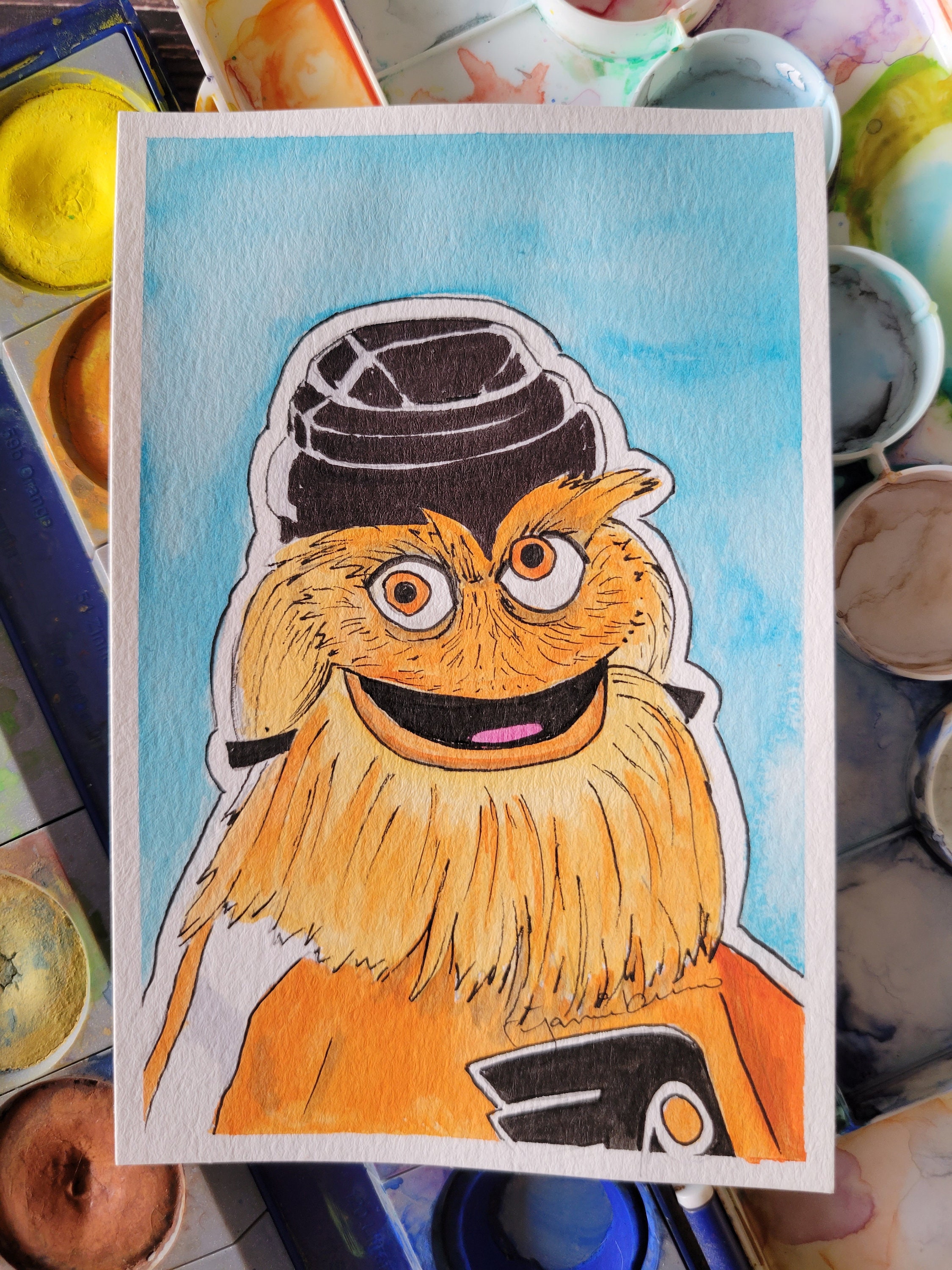 4x6 Illustration of Gritty | Original Art on Postcard | Art Prints - Etsy
