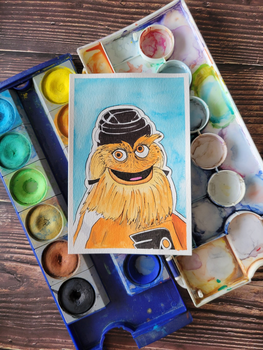 4x6 Illustration of Gritty | Original Art on Postcard | Art Prints - Etsy