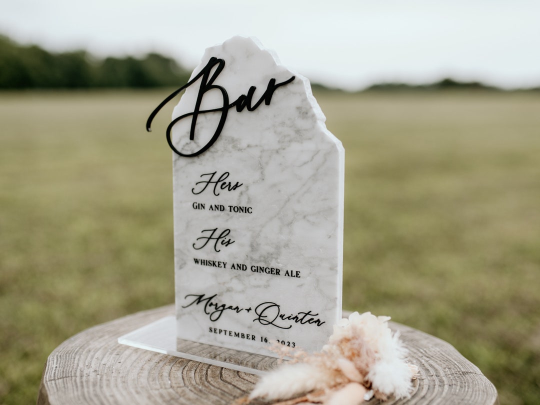 Marble Natural Stone Bar Sign Wedding Signage - Etsy