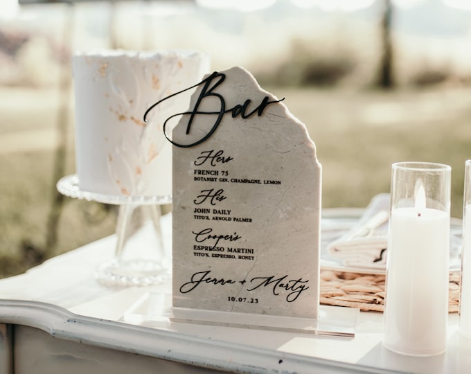 Marble Natural Stone Bar Sign Wedding Signage - Etsy