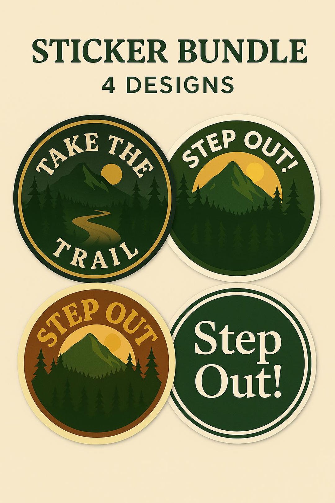 Sticker Bundle | 4 Digital Stickers | Outdoor Adventure Stickers | Step ...
