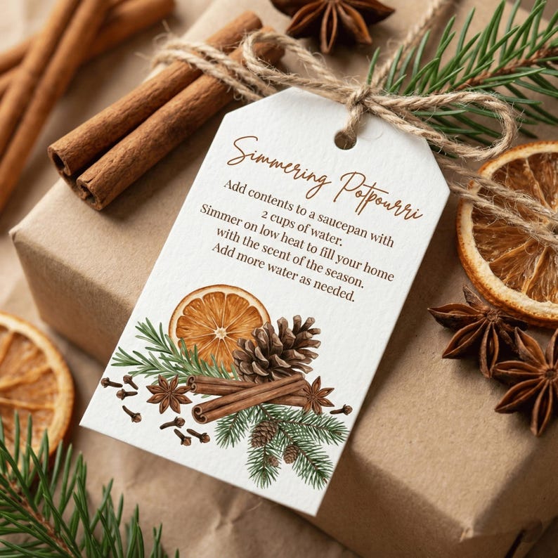 Christmas Mason Jar Gift Tags | Simmering Potpourri Recipe Card ...