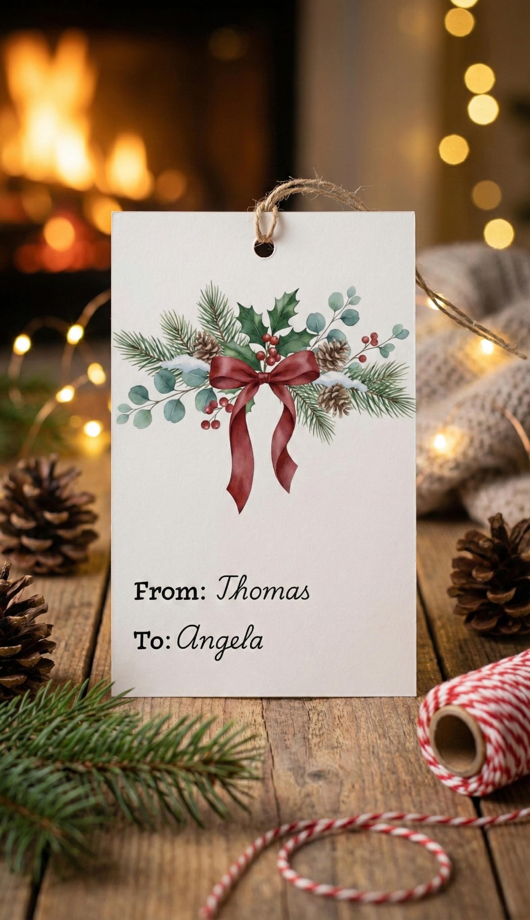 Editable Watercolor Christmas Gift Tags | Printable Holiday Bundle ...