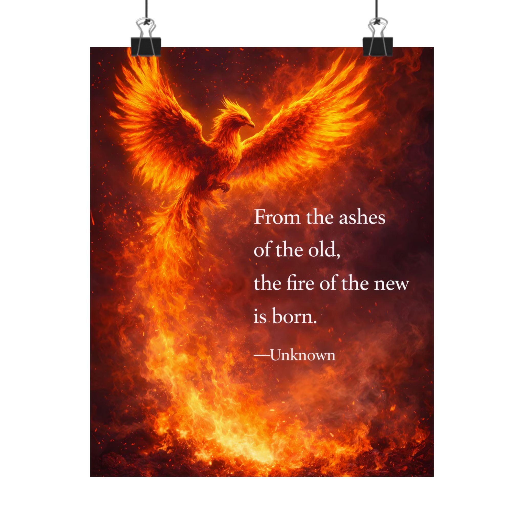 From the Ashes Poster - Phoenix Fire Inspirational Quote Art, Rebirth ...