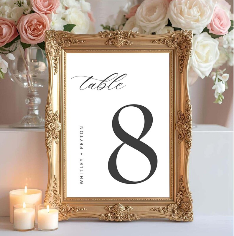 Printable Table Numbers | Editable Canva Template | Classic Black and ...