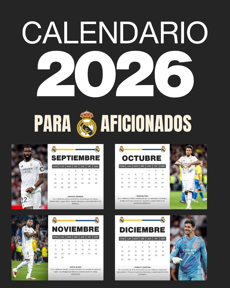 Real Madrid 2026 Calendar | Spanish Football Fans (digital Download, A3 ...