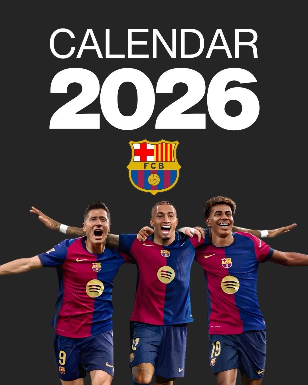 FC Barcelona 2026 Wall Calendar | Illustrated Barça Players(digital ...