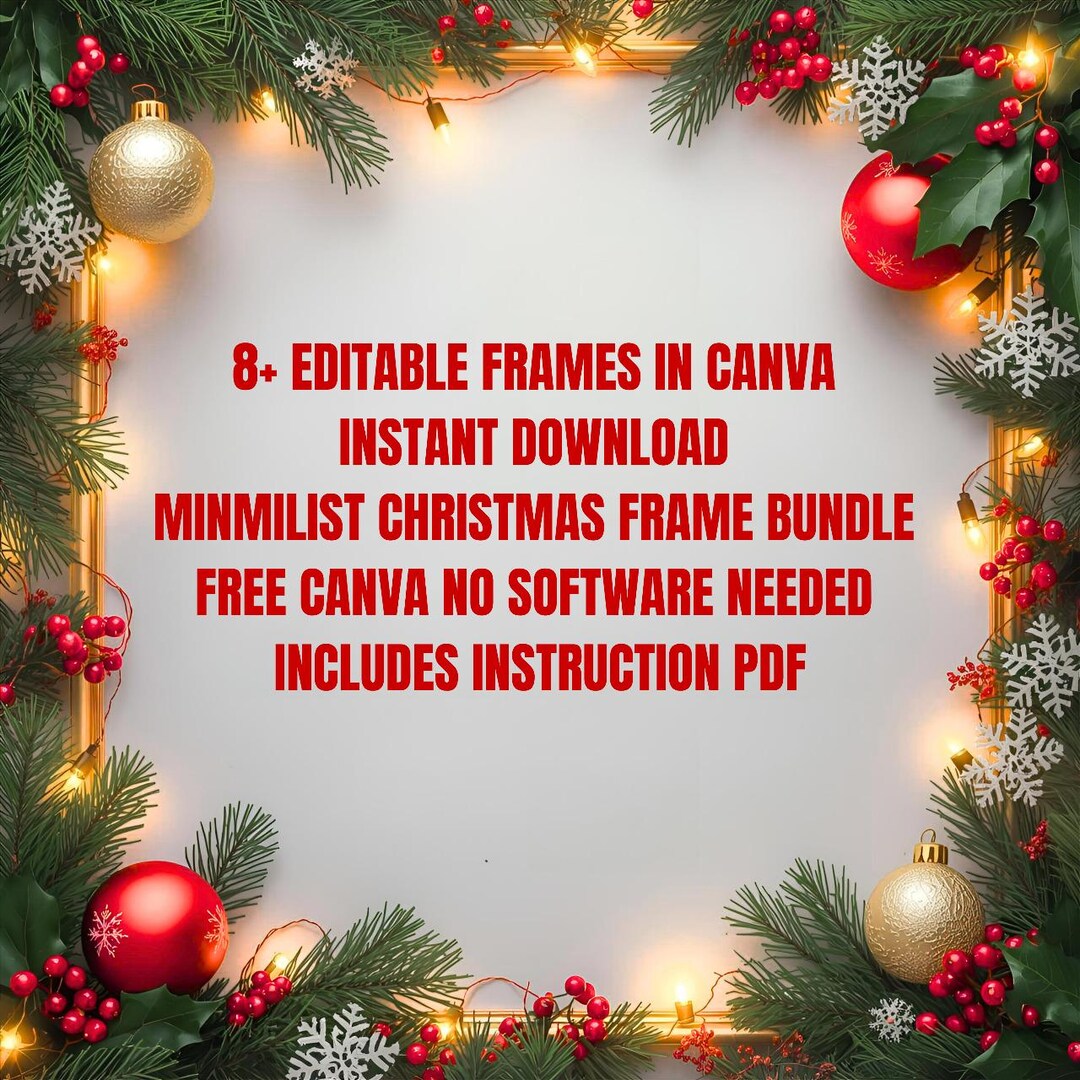 Christmas Frame Templates | Editable Winter Borders for Canva (digital ...