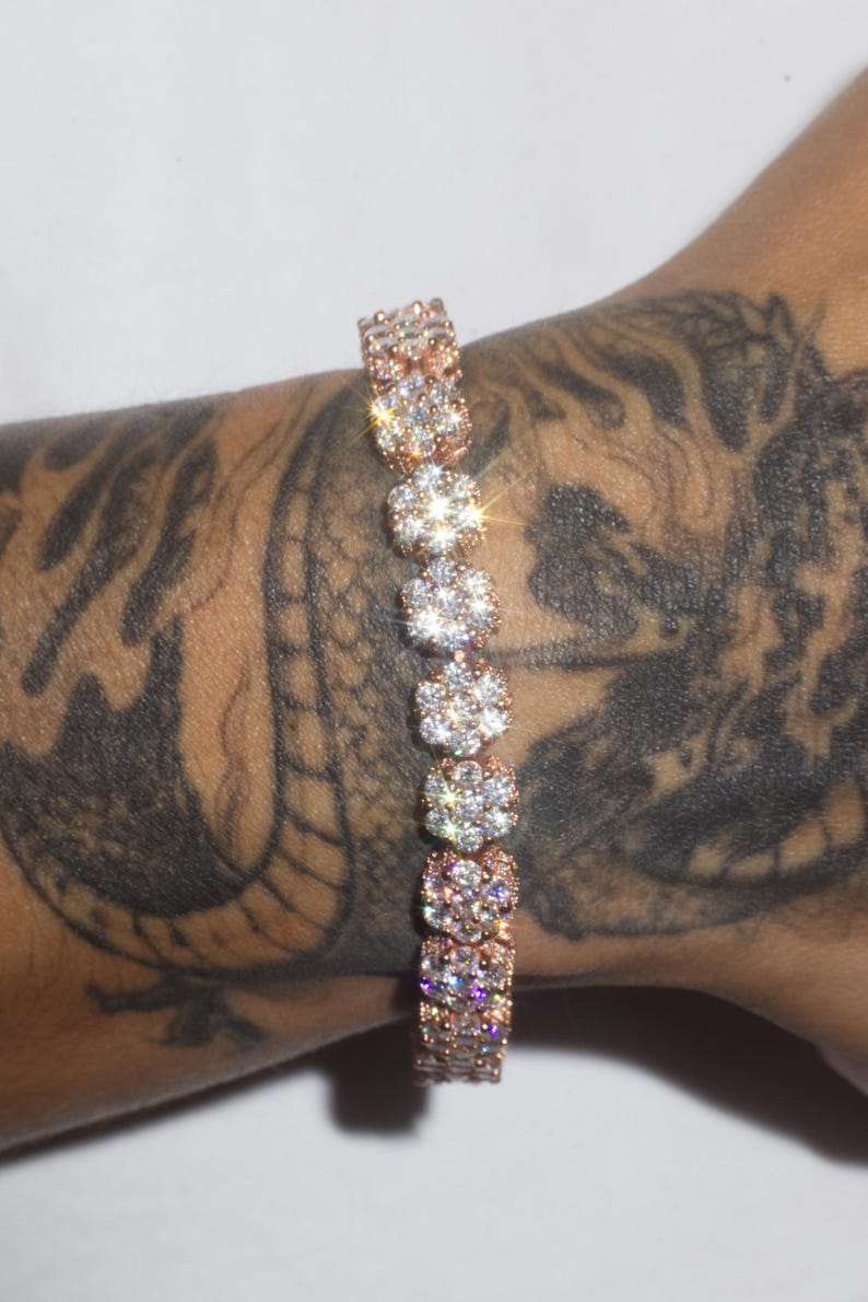 Flower Diamond Bracelet – 14K Rose Gold - Etsy
