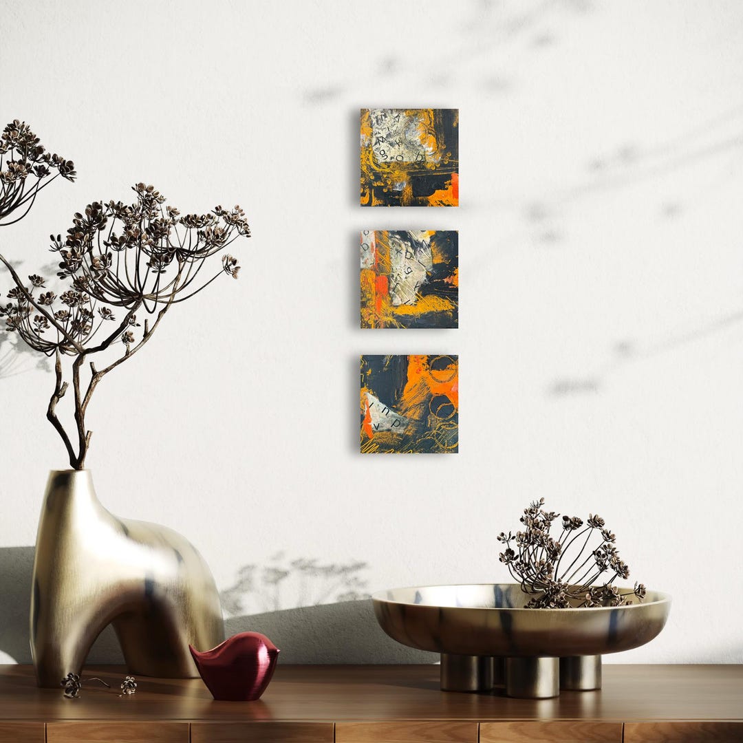 Word to Motion - Mixed Media Triptych - is a Striking Set of Three ...