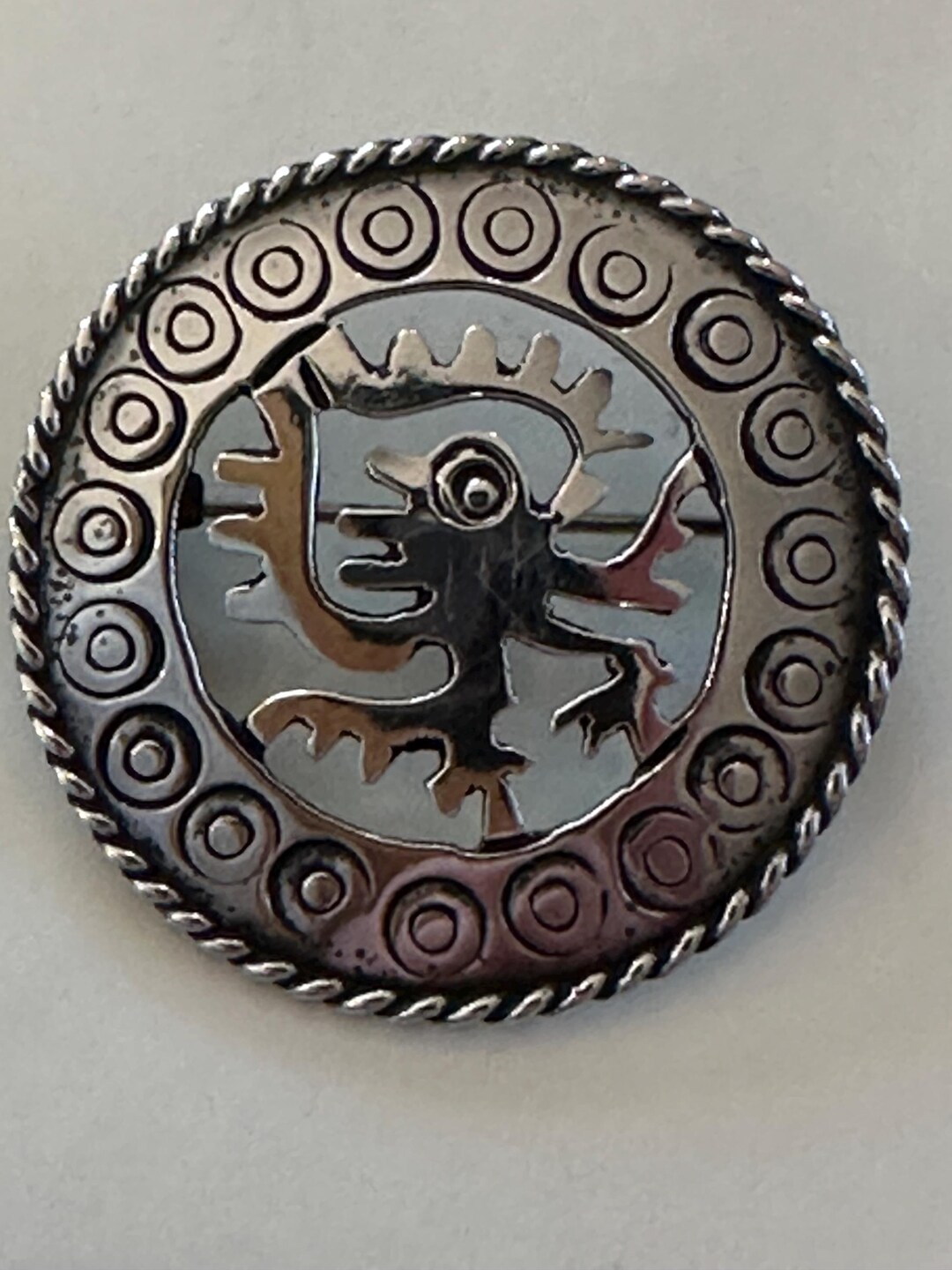 Taxco Brooch, .925 Aztec Sun God Brooch - Etsy