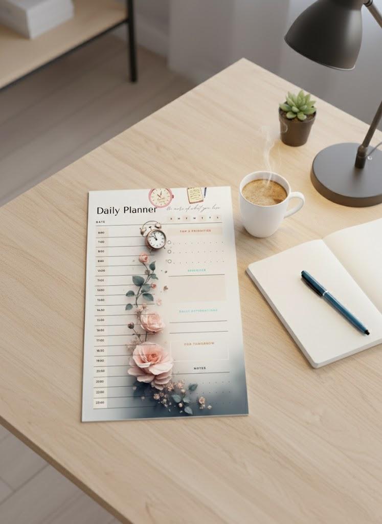 Floral Daily & Weekly Planner | Printable Productivity Organizer (PDF ...
