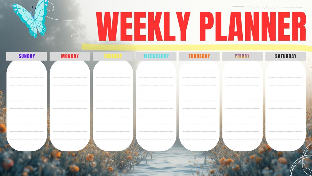 Weekly Planner Printable, Butterfly Planner A4, Digital Download - Etsy